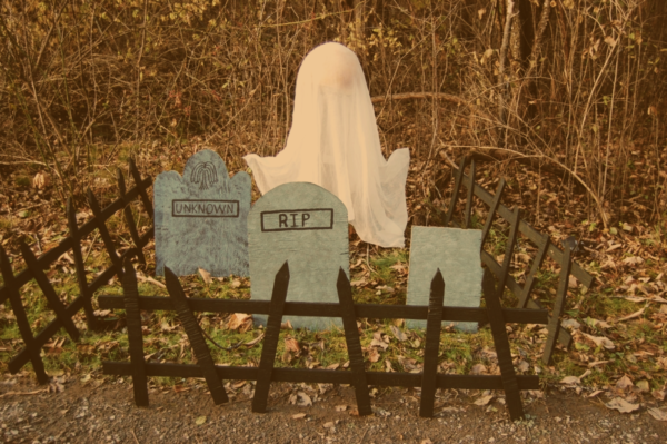 DIY Halloween Graveyard: Fence, Ghost, Tombstones ~ The Woodland Elf